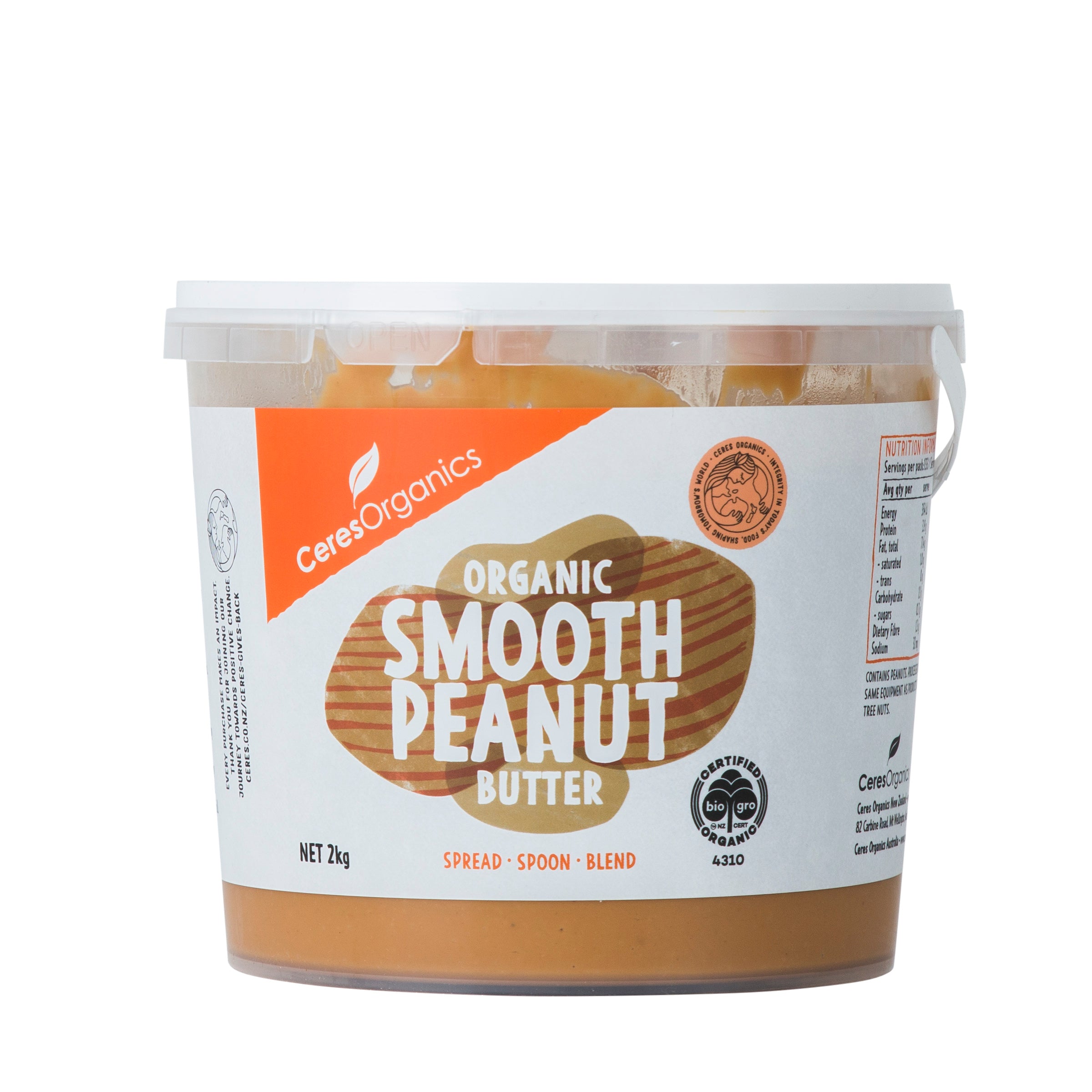 Peanut Butter Smooth Organic - 2kg – Ceres Organics